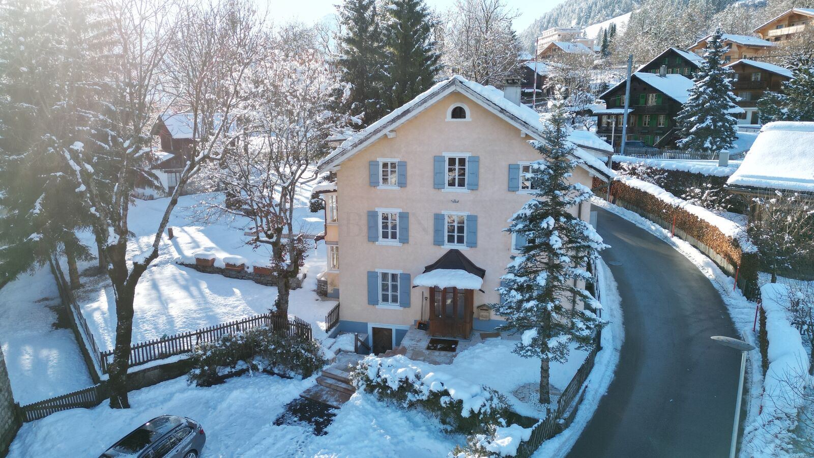 Traditional stone village house with large garden